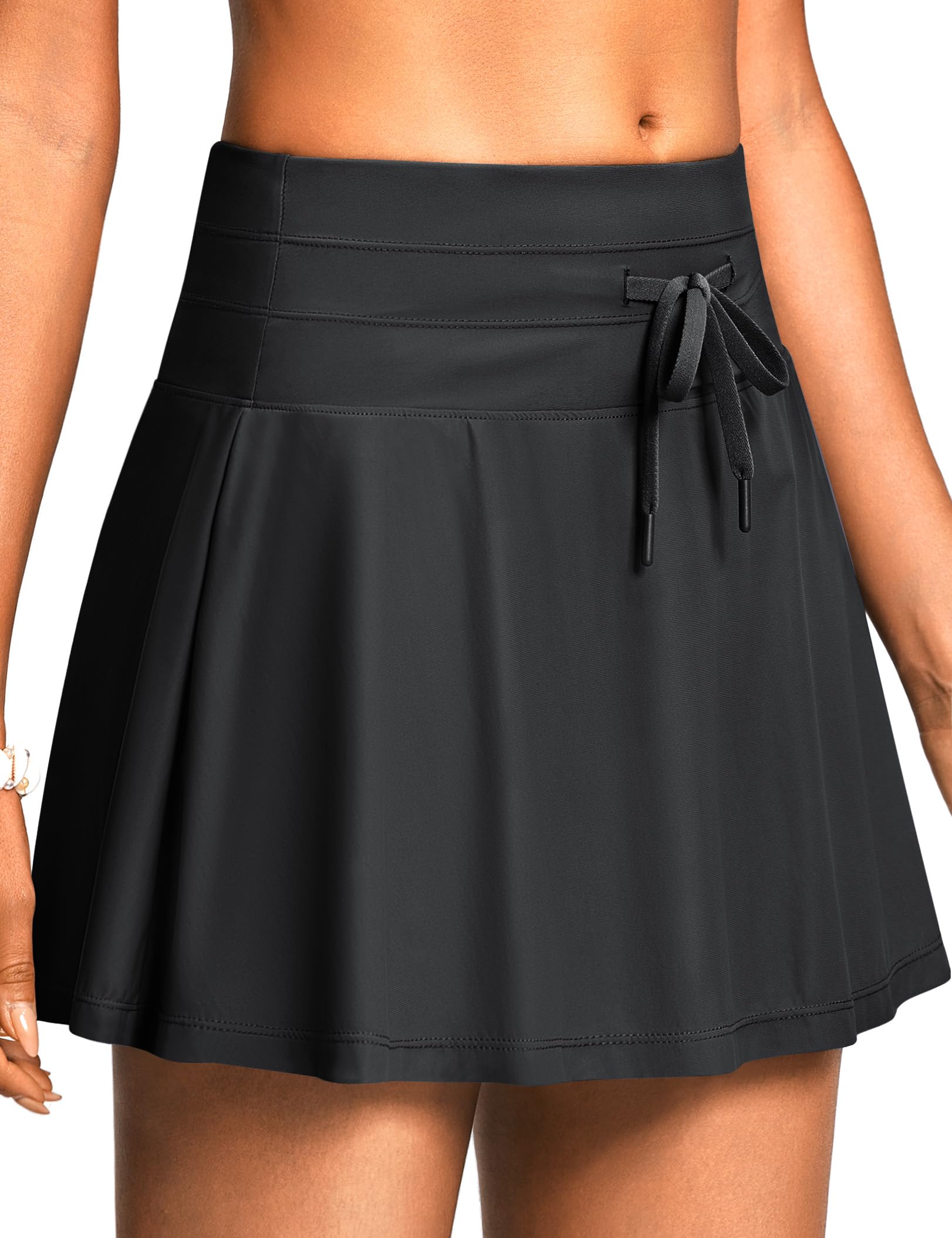 ISEEGZ Women's High Waisted 15'' Swim Skirts Tummy Control Bathing Suit ...