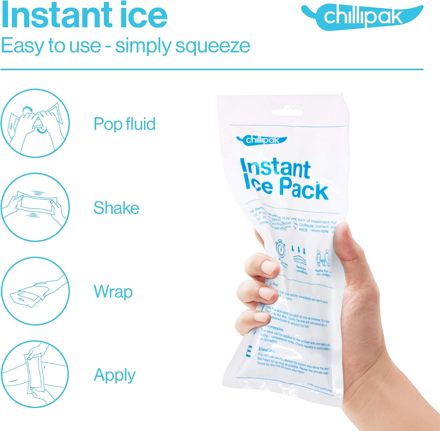 ChilliPak Instant Ice Packs for Sports Injuries, Flexible Cold Compress ...