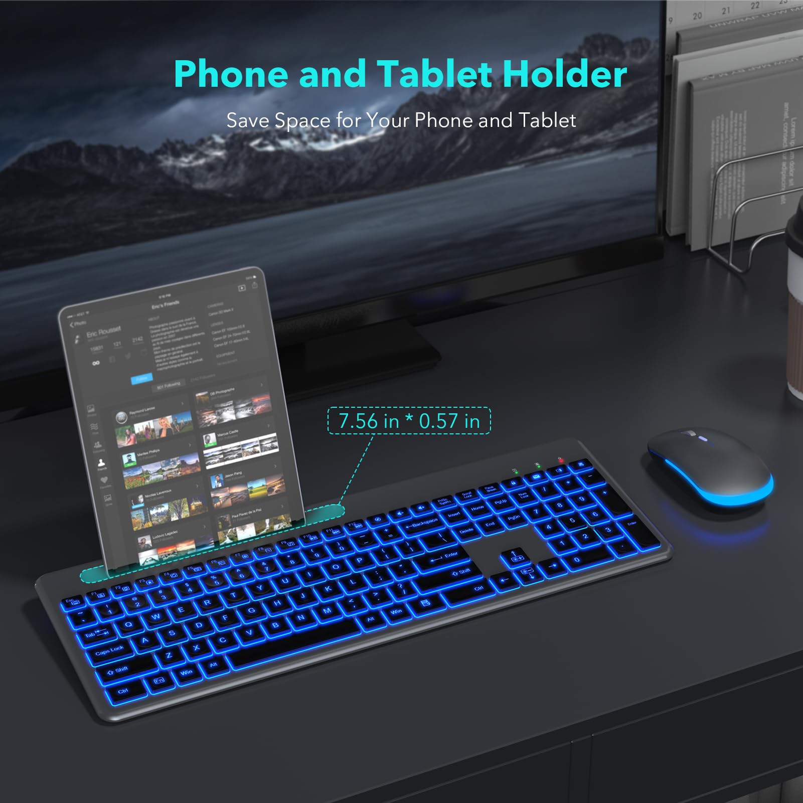 Mua Wireless Keyboard And Mouse 7 Backlit Effects Phone Holder Quiet Light Up Keys Sleep