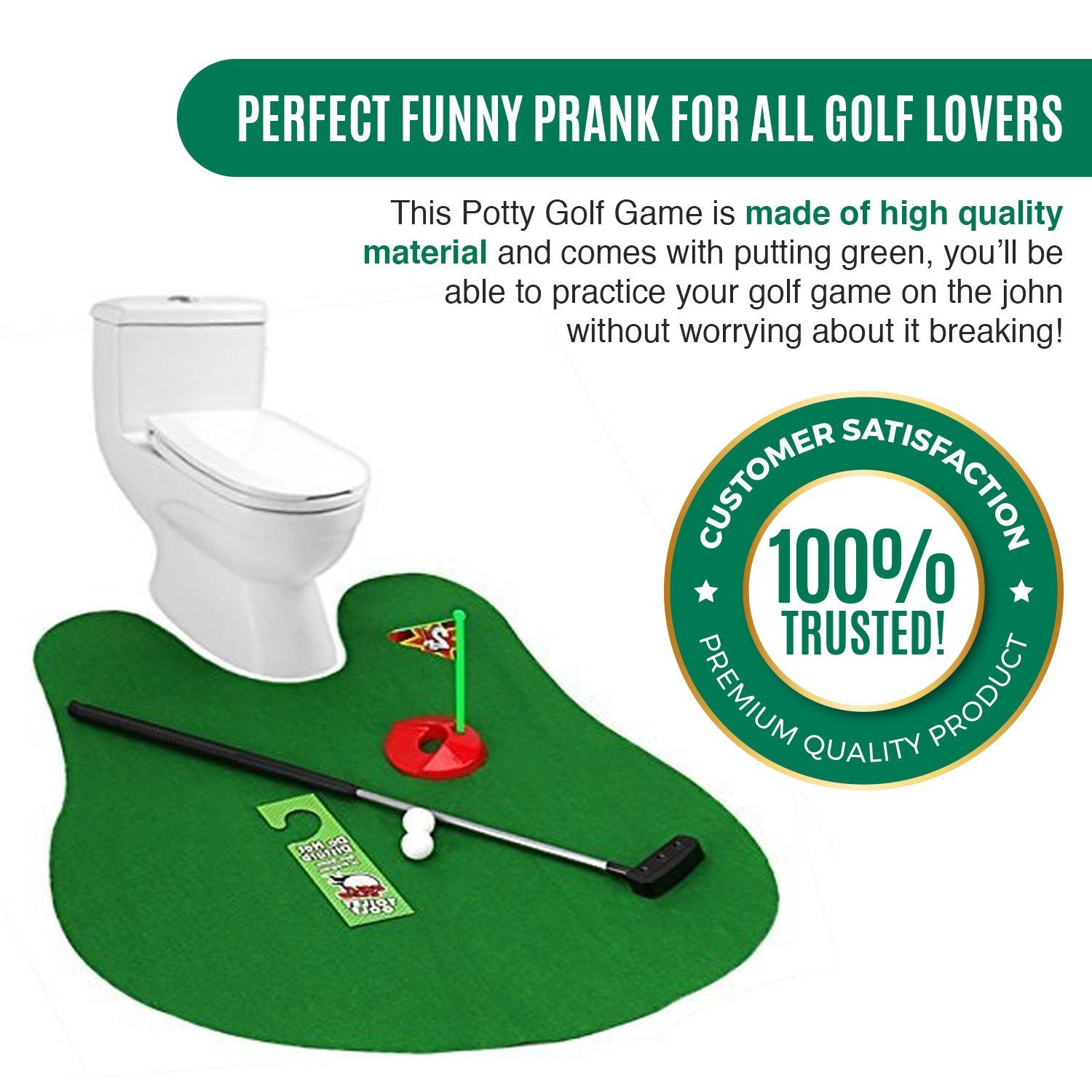 Potty Golf Game - Potty Putter Toilet Game, Putting Green with Golf ...