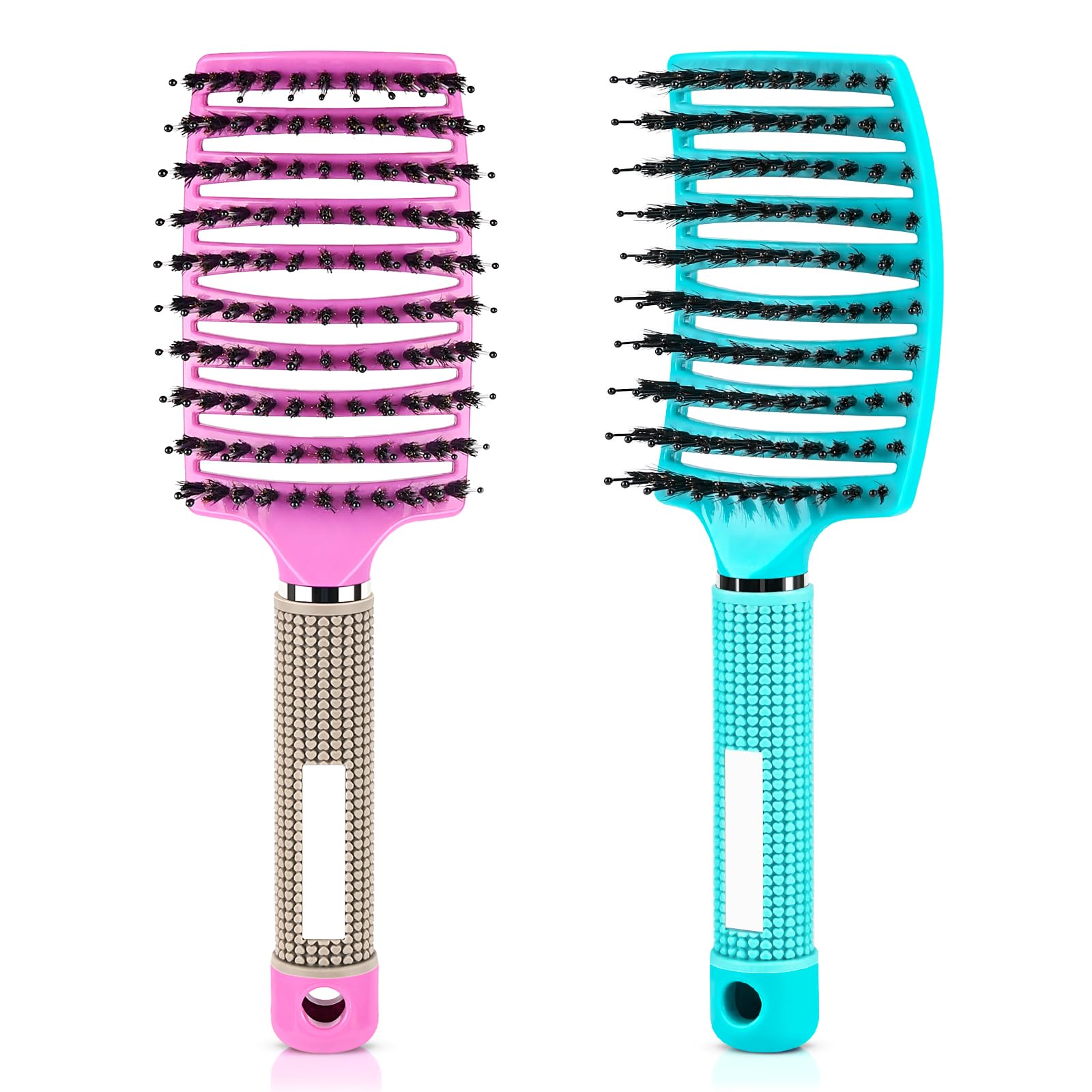 Hair Brush Set, Curved Vented Detangling Hair Brushes for Women (pink ...