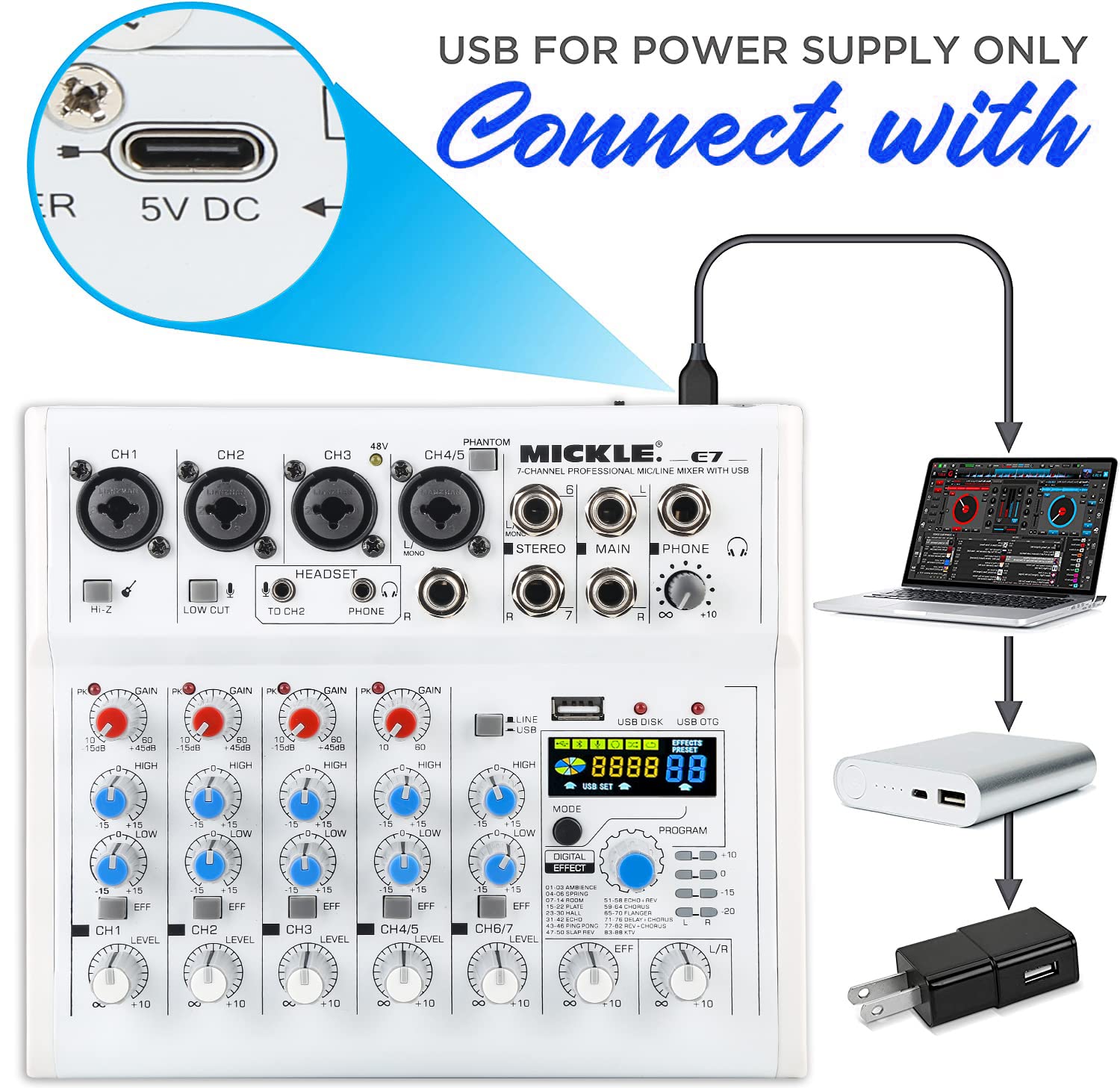 Mua Mixers Audio 7 Channel Mixer, Dj Mixer Board Mixer Audio Bluetooth ...
