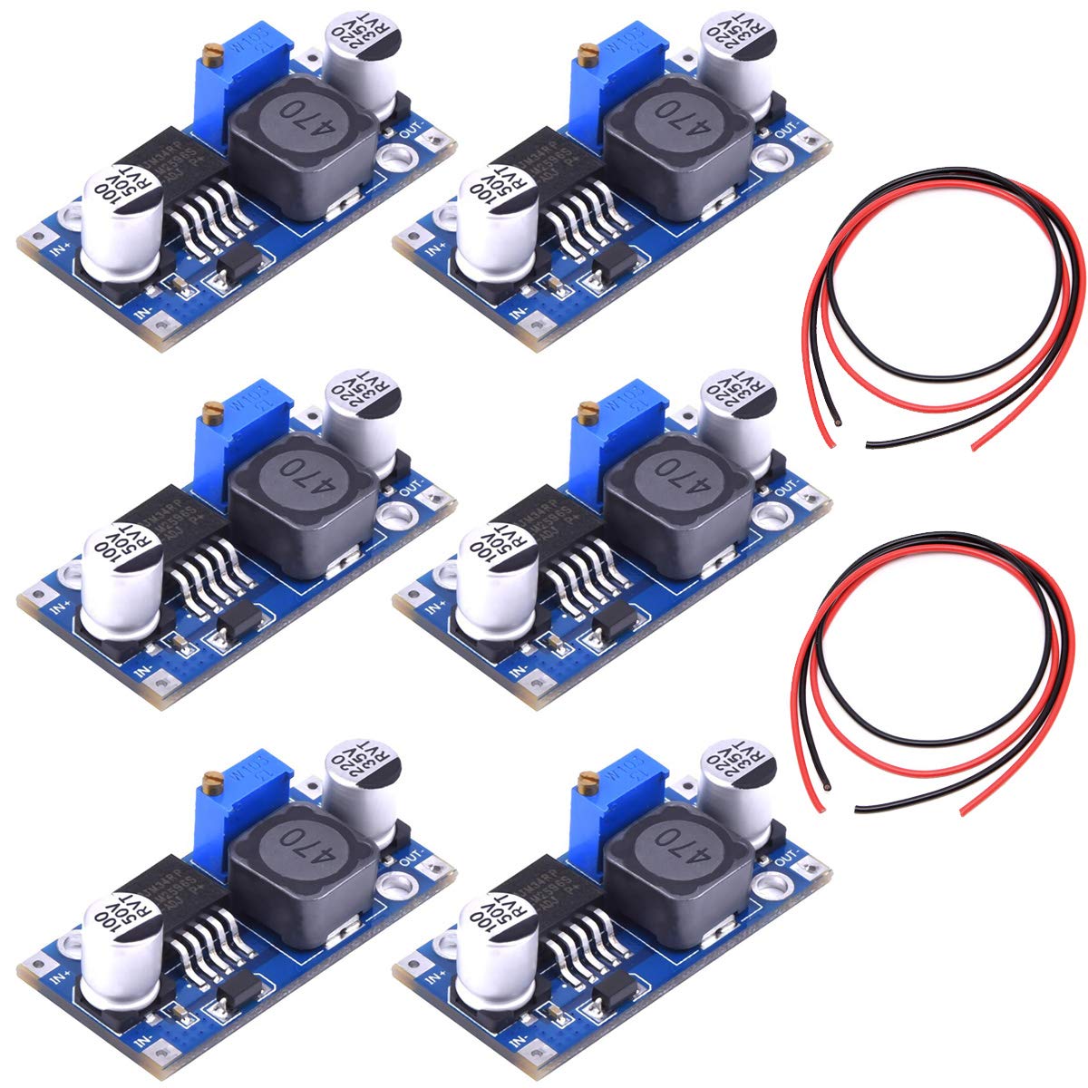 Youmile 6PACK Step-Down Power Supply Module LM2596 LM2596S Buck Converter DC to DC 3.0-40V to 1. ...