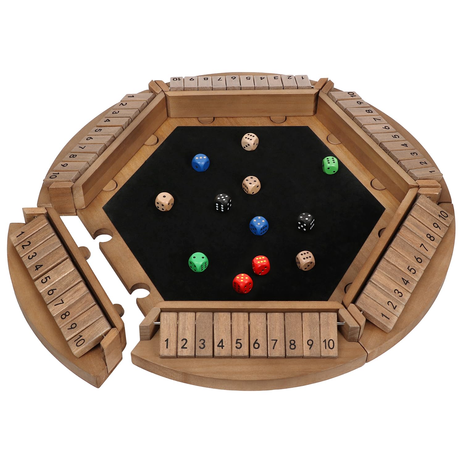 Shut The Box Game for 1-6 Players, Plusvivo Large Round Wooden Board ...