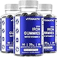 Amazon.com: Vitamatic Iron Gummies Supplement for Women & Men - 20mg ...