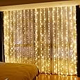 Amazon.com: HXWEIYE 2 Pack Warm White 300LED Curtain Fairy Lights, 9 ...