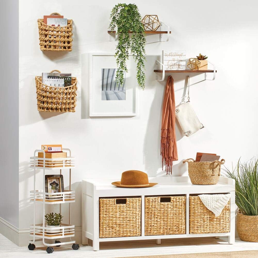 mDesign 3-Tier Storage Trolley — Portable Storage Unit with Basket ...