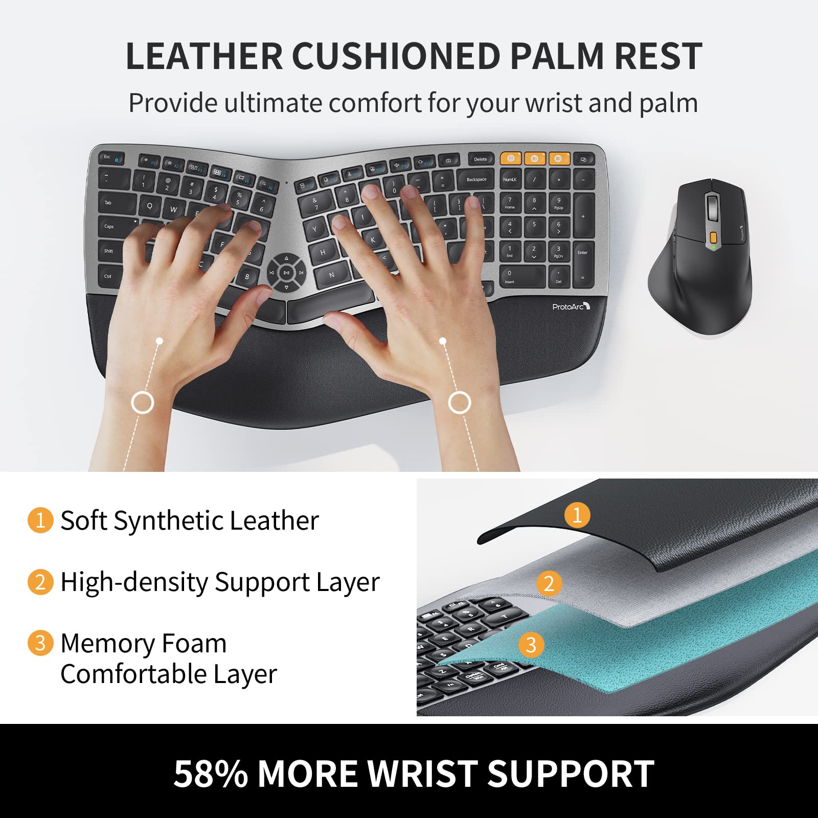 Mua ProtoArc Ergonomic Wireless Keyboard Mouse, EKM01 Ergo Bluetooth ...
