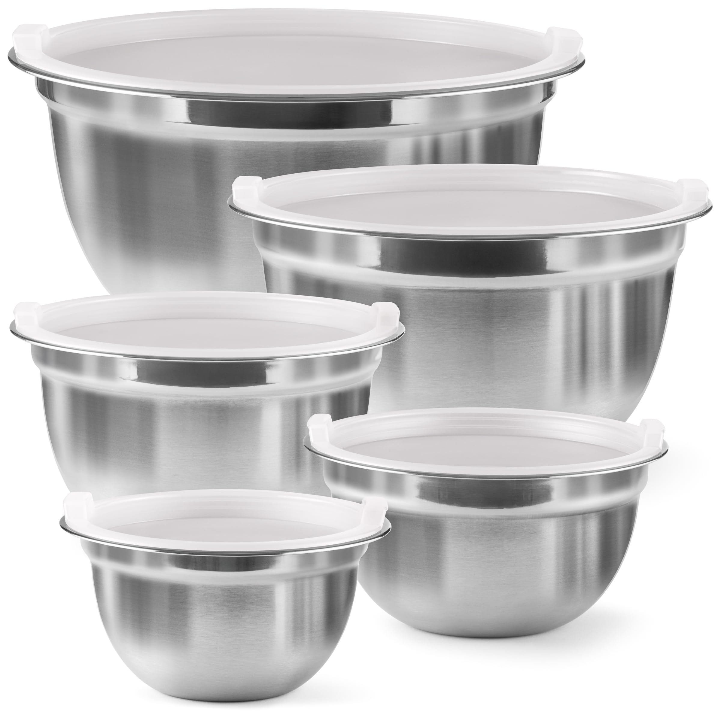 FineDine Stainless Steel Mixing Bowls Set with Lids, Home Kitchen ...