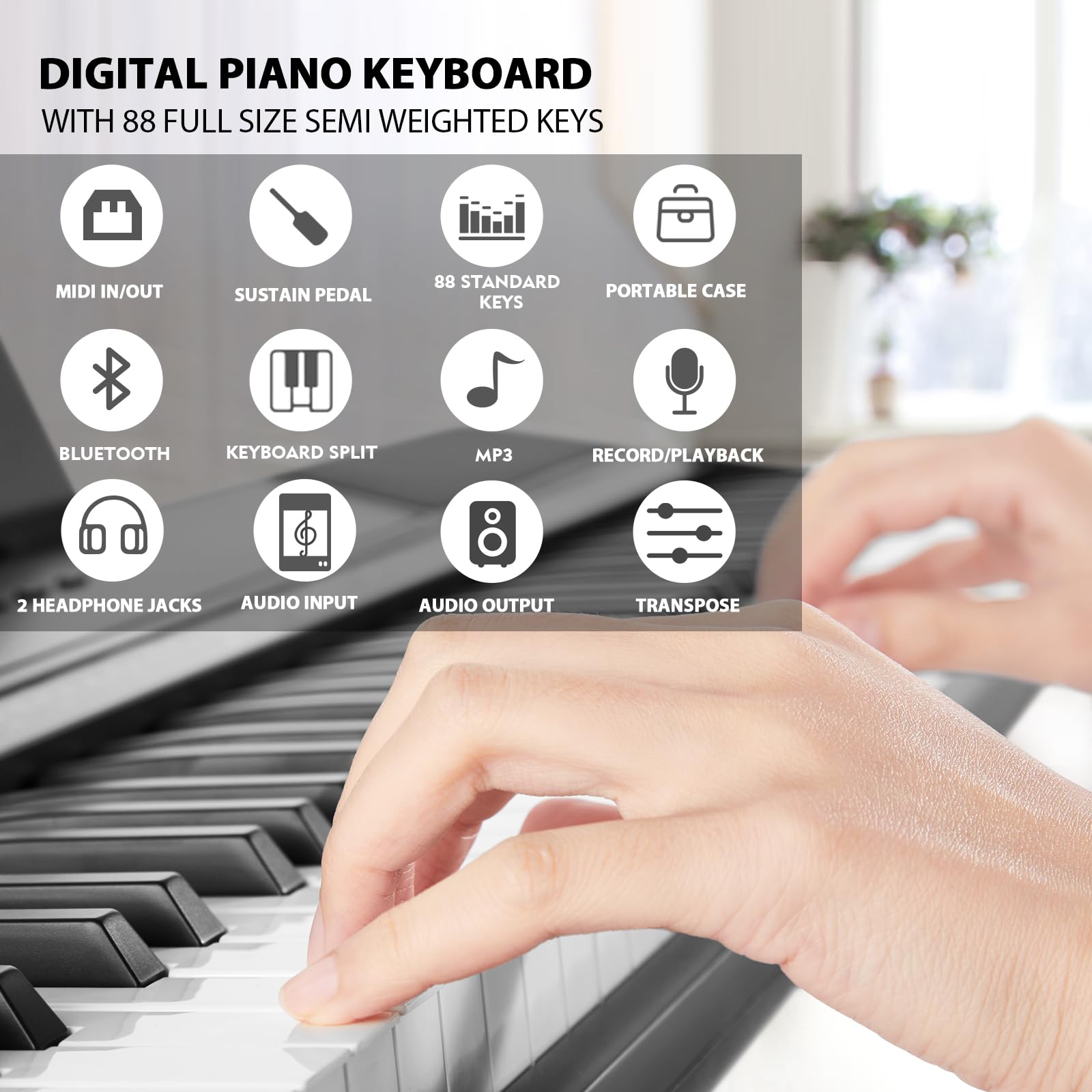 Mua MUSTAR Digital Piano 88 Key Weighted with Stand, 88 Key Semi ...