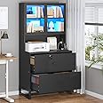 Amazon.com: SEDETA 2 Drawer File Cabinet with Lock & Charging Station ...