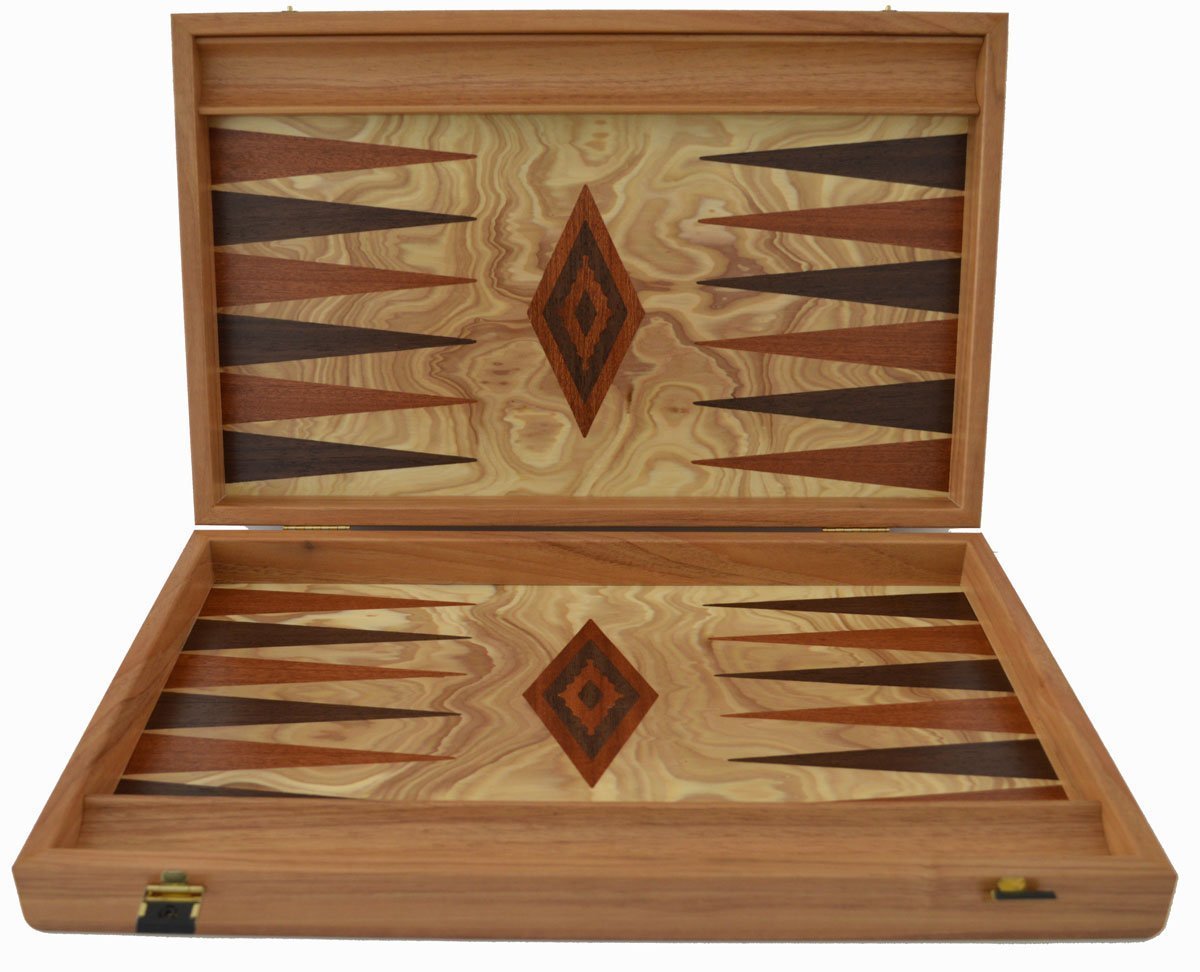 Manopoulos Olive Wood Backgammon Set - Olive Wood Chips - Hand Made ...