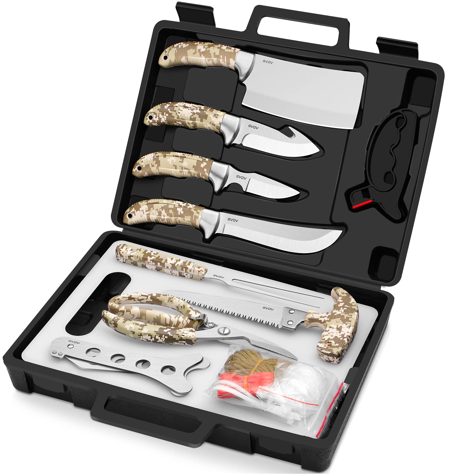 GVDV Hunting Knife Set - 15 Pieces Field Dressing Kit, Portable Deer ...