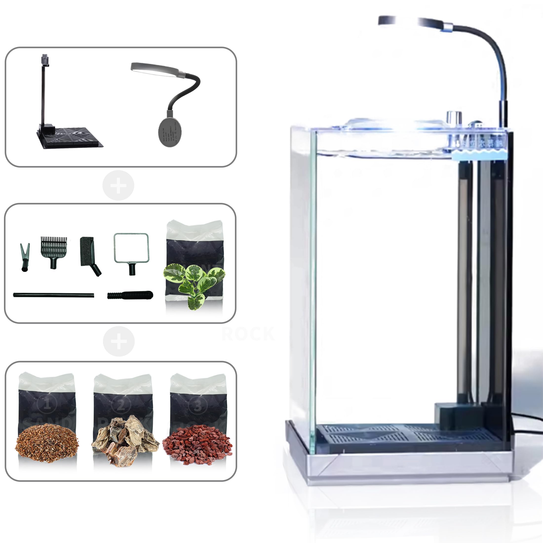 Wonderfactory 3 Gallon Aquarium Fish Tank, Self-Cleaning Betta Tank ...