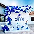 Amazon.com: Royal blue White Silver balloon Garland Arch Kit Metallic Blue Balloons with ...