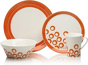 Amazon.com | Mikasa Circle Chic 4-Piece Dinnerware Set, Orange ...