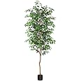 Amazon.com: Laiwot Artificial Ficus Tree, 7ft Tall Fake Tree, Fake Silk ...