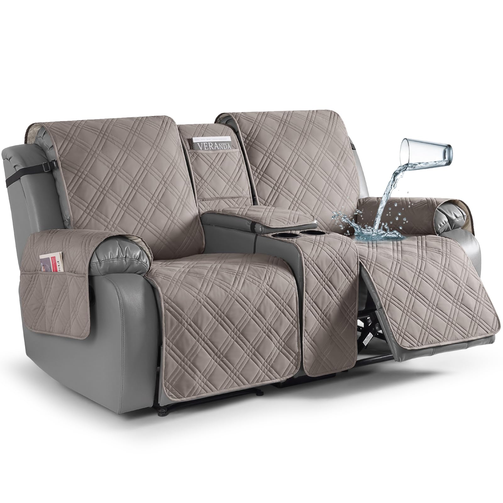 TAOCOCO Loveseat Recliner Cover with Center Console, 100% Waterproof ...