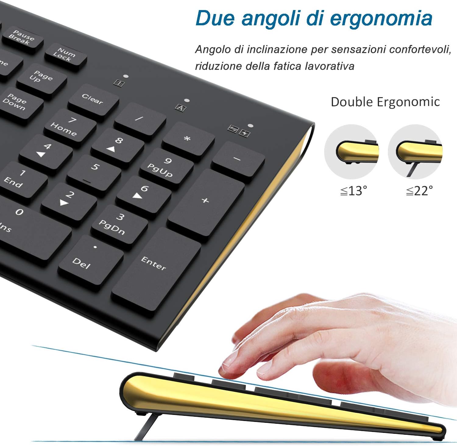 FENIFOX Wireless Keyboard and Mouse Set,2.4G USB QWERTY UK Dual System ...