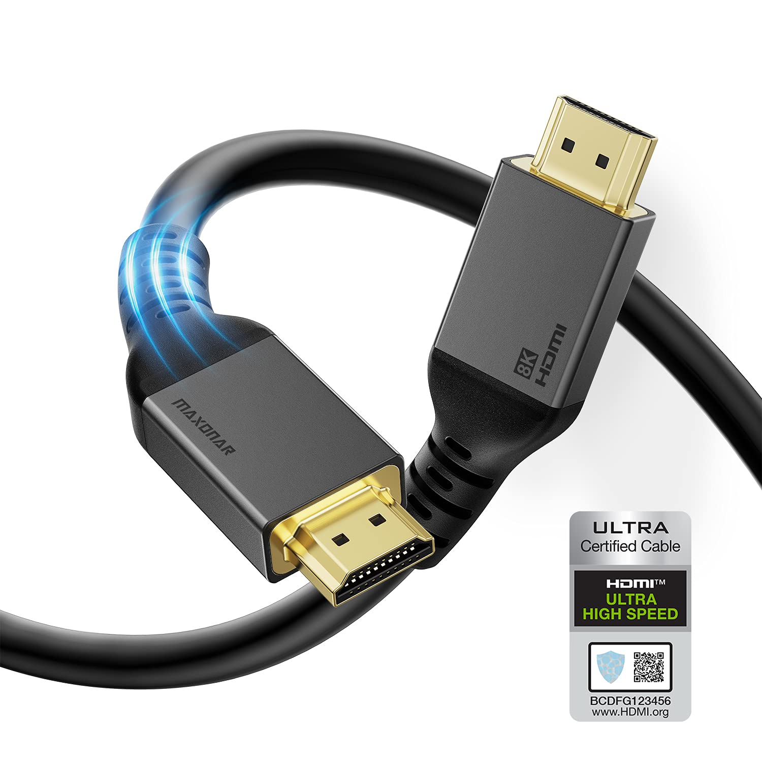 Maxonar 8K HDMI Cable 20FT, (Certified) 48Gbps Ultra High Speed Long ...
