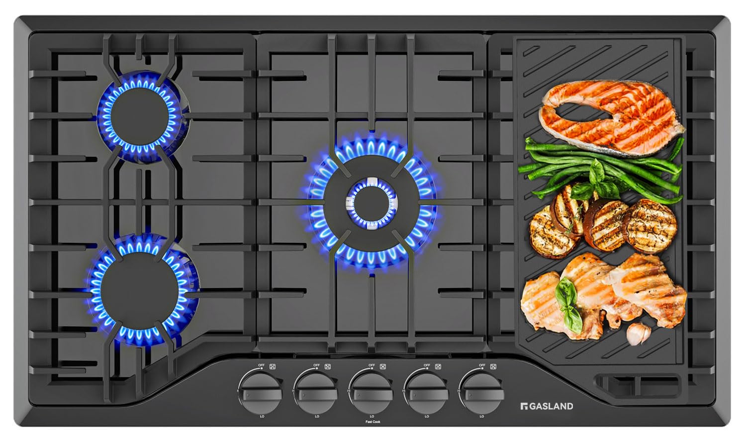36 Inch Gas Cooktop with Griddle, GASLAND PRO GH3365EF 5 Burner Gas ...