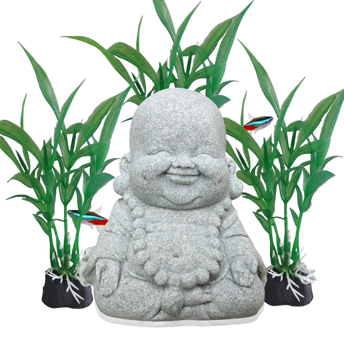 livelyfish Buddha Fish Tank Decor Asian Stone Buddha Figurines for ...