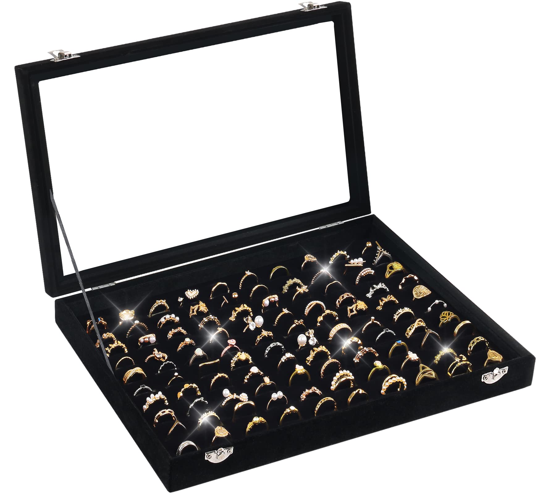 Ring Organizer for Jewelry, Ring Holder Box with Clear Lid, Dustproof ...