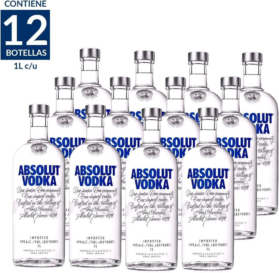 Vodka Absolut Azul - 1 lt / 12 piezas: Amazon.com.mx: Alimentos y Bebidas