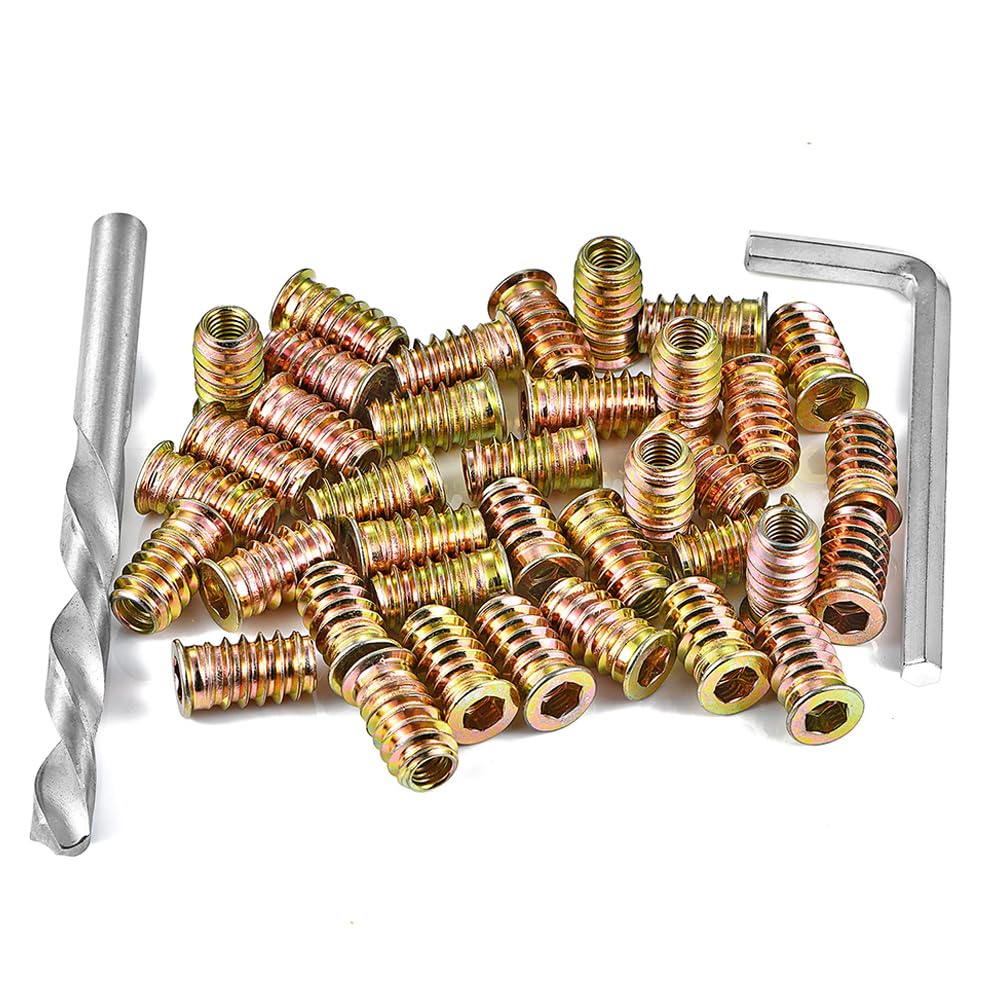 Xrfoiniu 100 Pcs 1/4 "- 20 x 20mm Nut Inserts, Hex Socket Drive ...