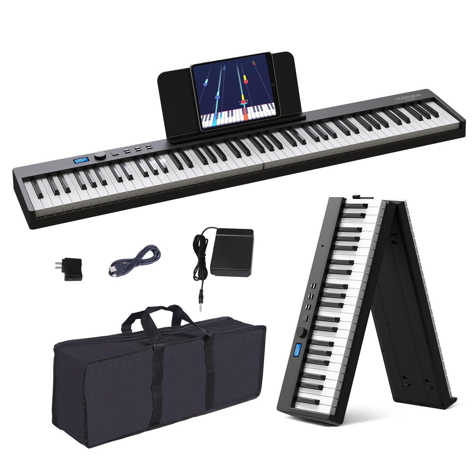 Mua Folding Piano Keyboard 88 Key, Full Size Semi-Weighted Foldable ...