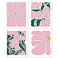 Amazon.com: HRQKO Pink Boho Floral Prints Wall Art Poster Prints Set of ...