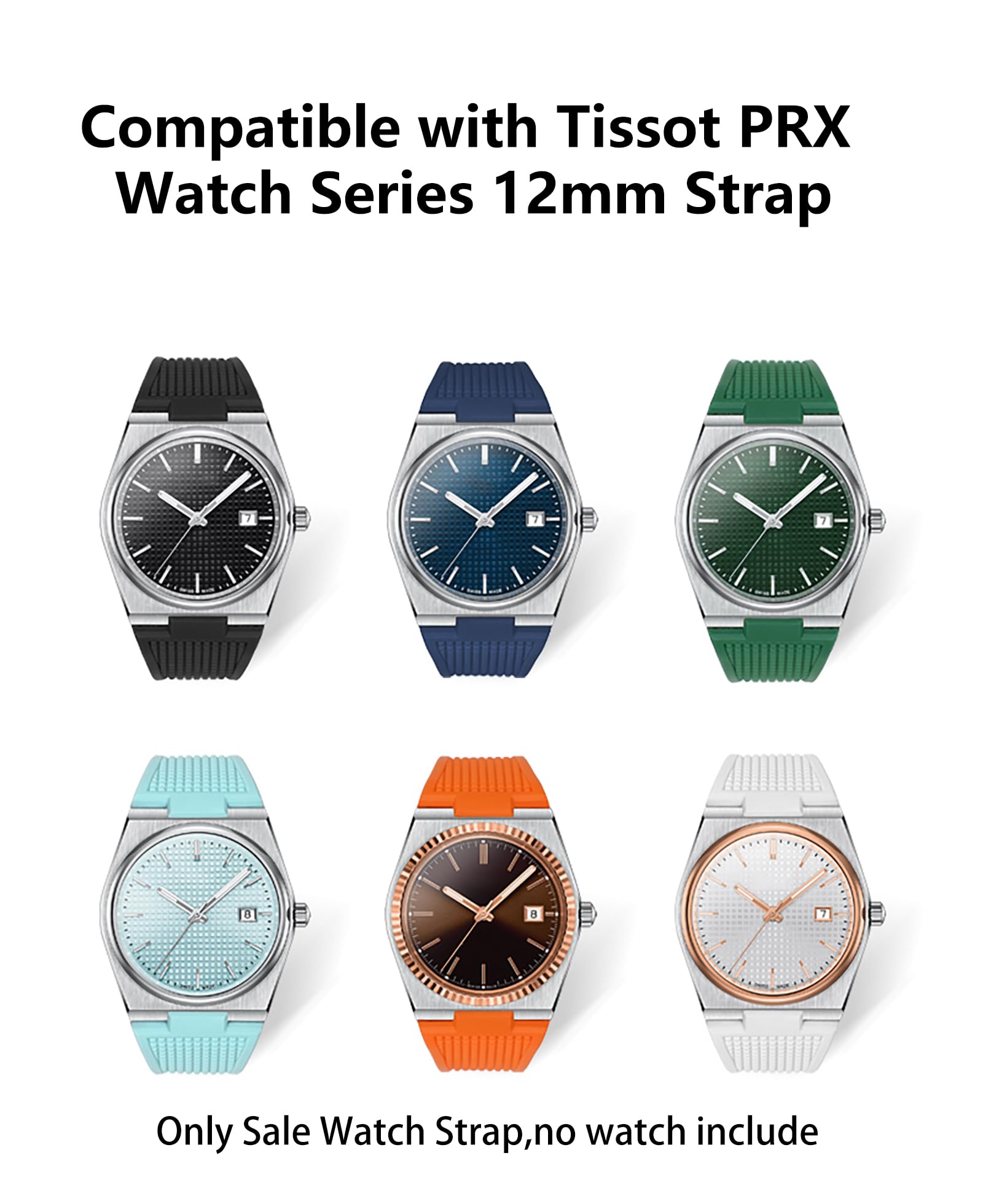 Mua Stanchev Strap for Tissot PRX Watch Series,Soft Silicone Band for ...