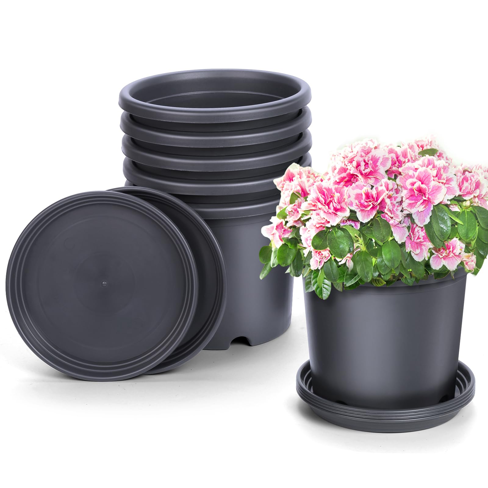 YOPIKUU Planter Pots 5 6 7 8 10 12 13 15 18 Inch, 6 Pack Plant Pots Indoor with Drainage Hole ...