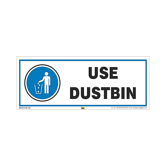 Mr. Safe Use Dustbin Sign PVC Sticker 12 Inch X 4 Inch: Amazon.in ...