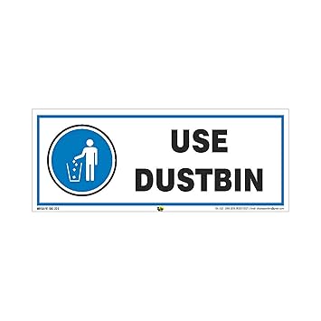 Mr. Safe Use Dustbin Sign PVC Sticker 12 Inch X 4 Inch: Amazon.in ...