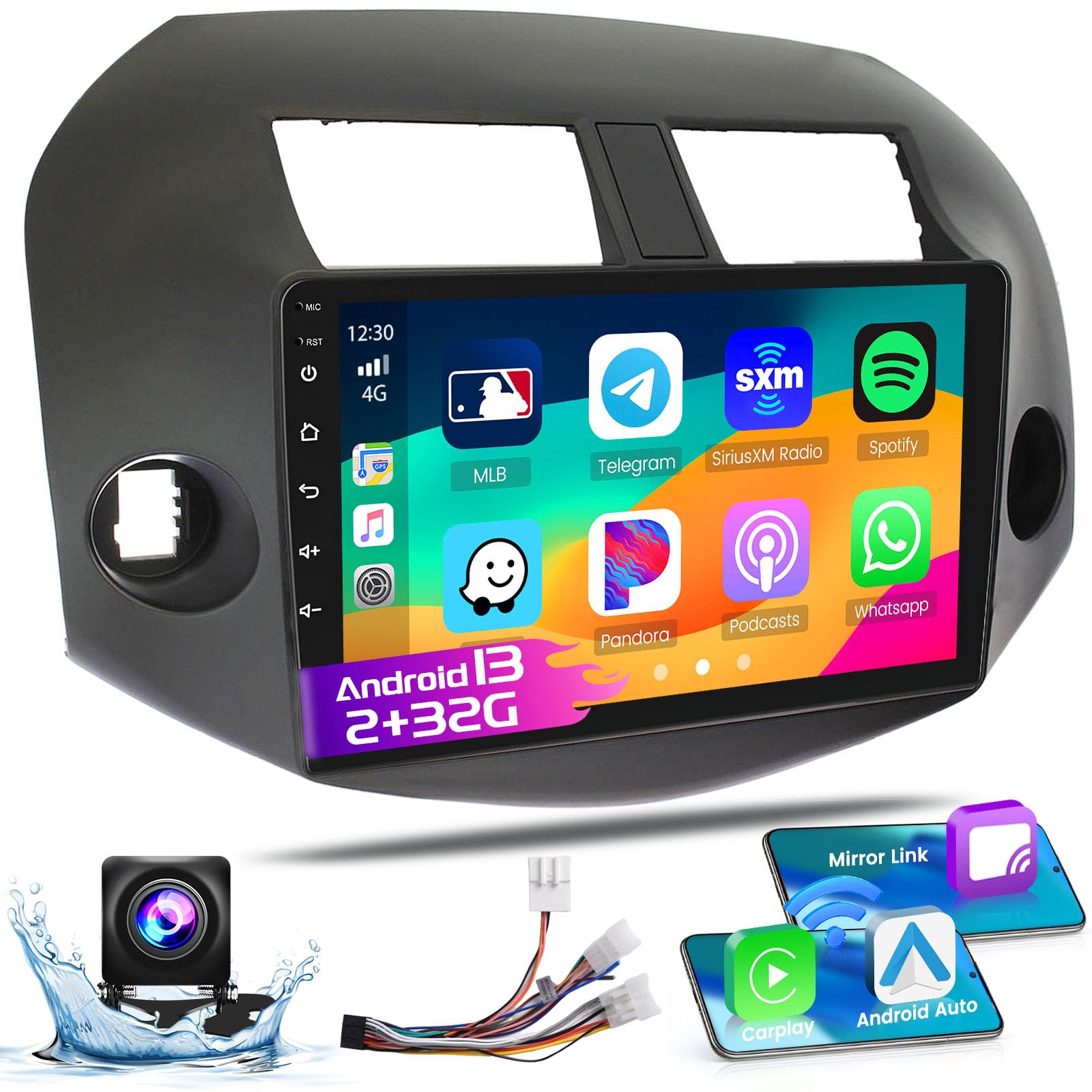 Roinvou [8 Core 6G+128G] for Toyota RAV4 2006-2012 Android Radio with Wireless Carplay Android ...