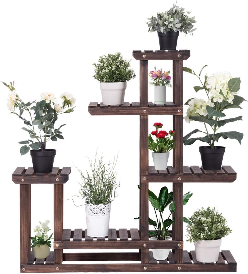 Amazon.com : GOFLAME Plant Stand Rack Indoor & Outdoor, Wood Plant ...