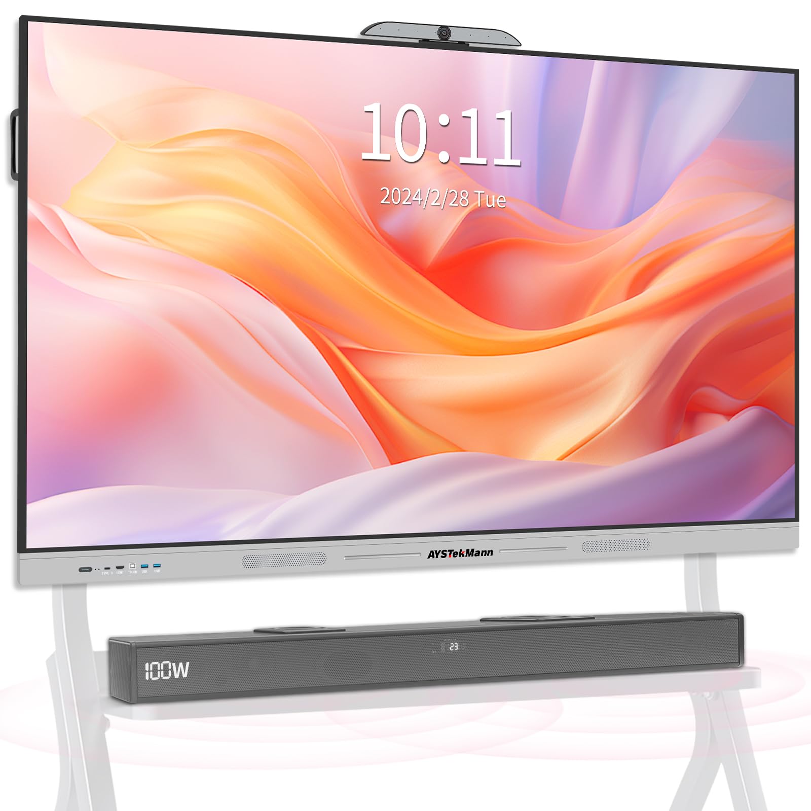 AYSTekMann 75 Inch Smart Board, 4K UHD Interactive Whiteboard with Auto Framing 4K AI-Camera and ...