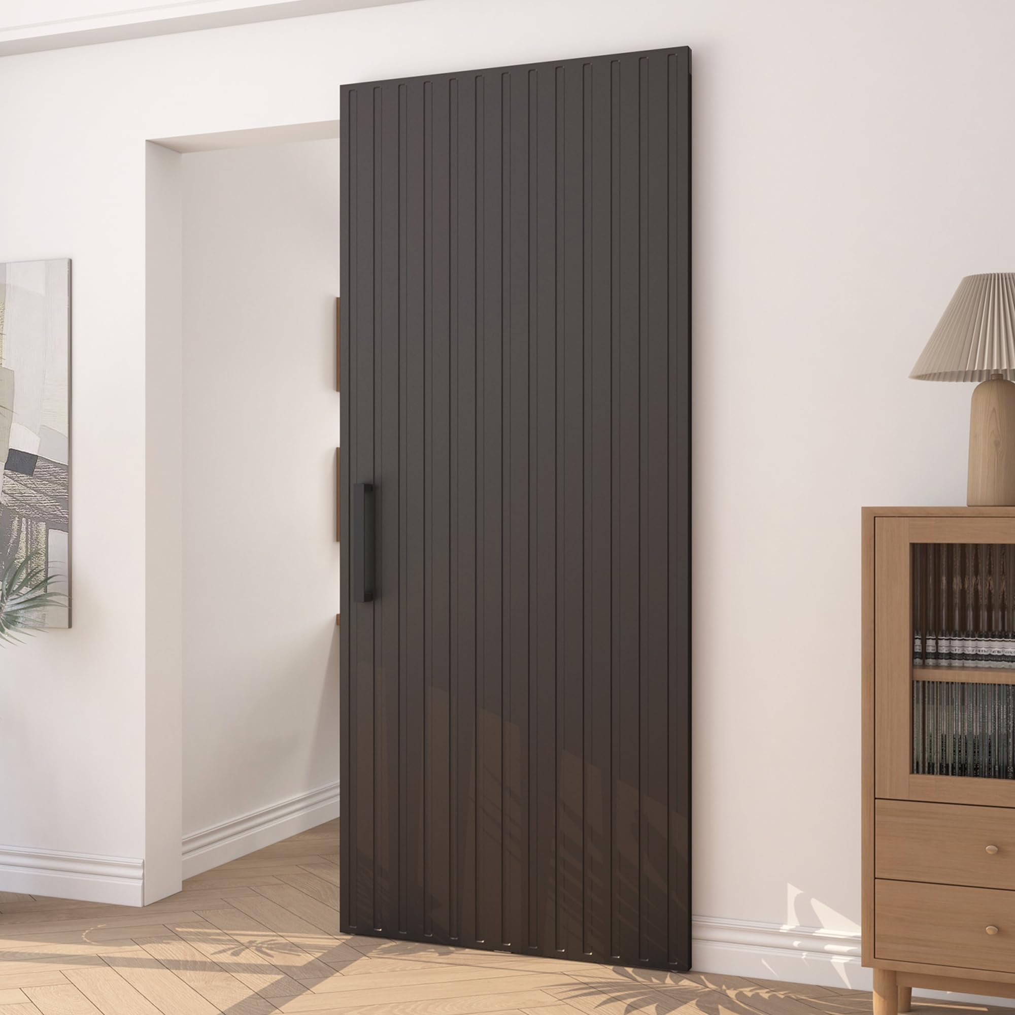 JUBEST 36"x86" Concealed Sliding Barn Door with Soft Close Hardware Kit ...