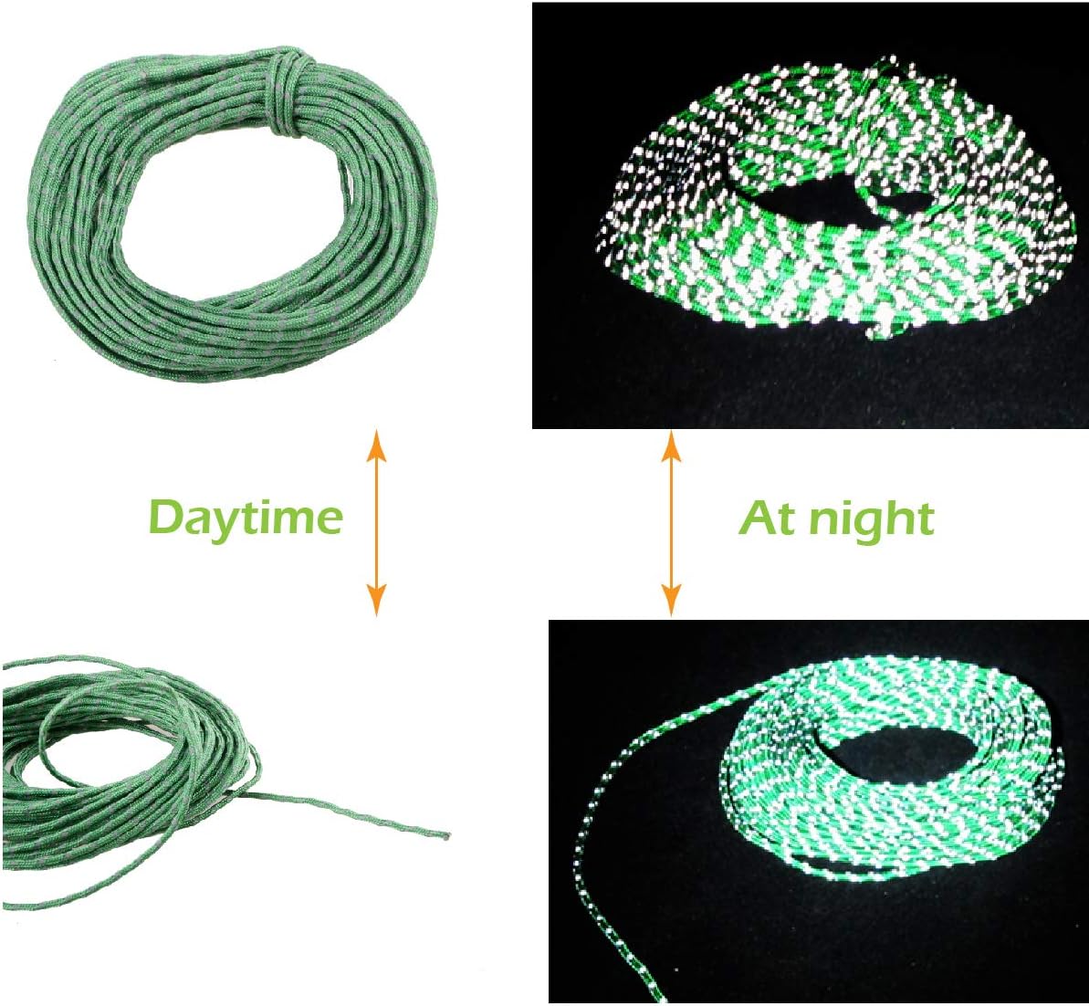 Azarxis Guy Rope 2.5mm Reflective Tent Guide Ropes, 50 Feet/15.24m Guy ...