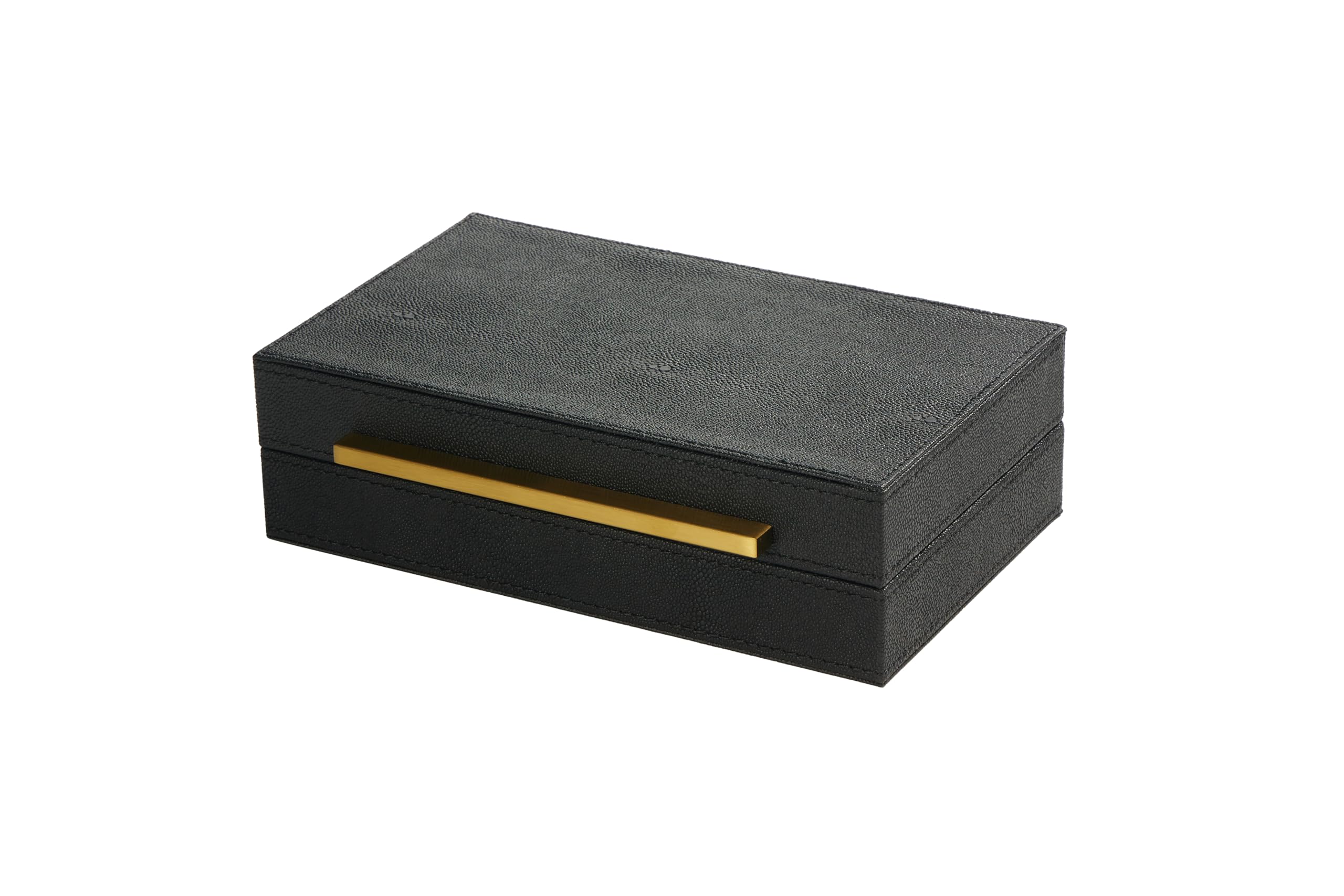 Generic Sagala Black Shagreen Small Box With Gold Handle, PU Leather ...