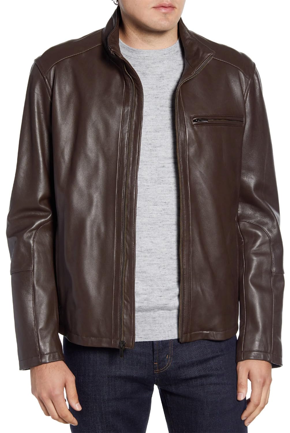 Cole Haan Men's Smooth Lamb Leather Moto Jacket, Java, XX-Large for sale | Mesa, AZ | Nellis Auction