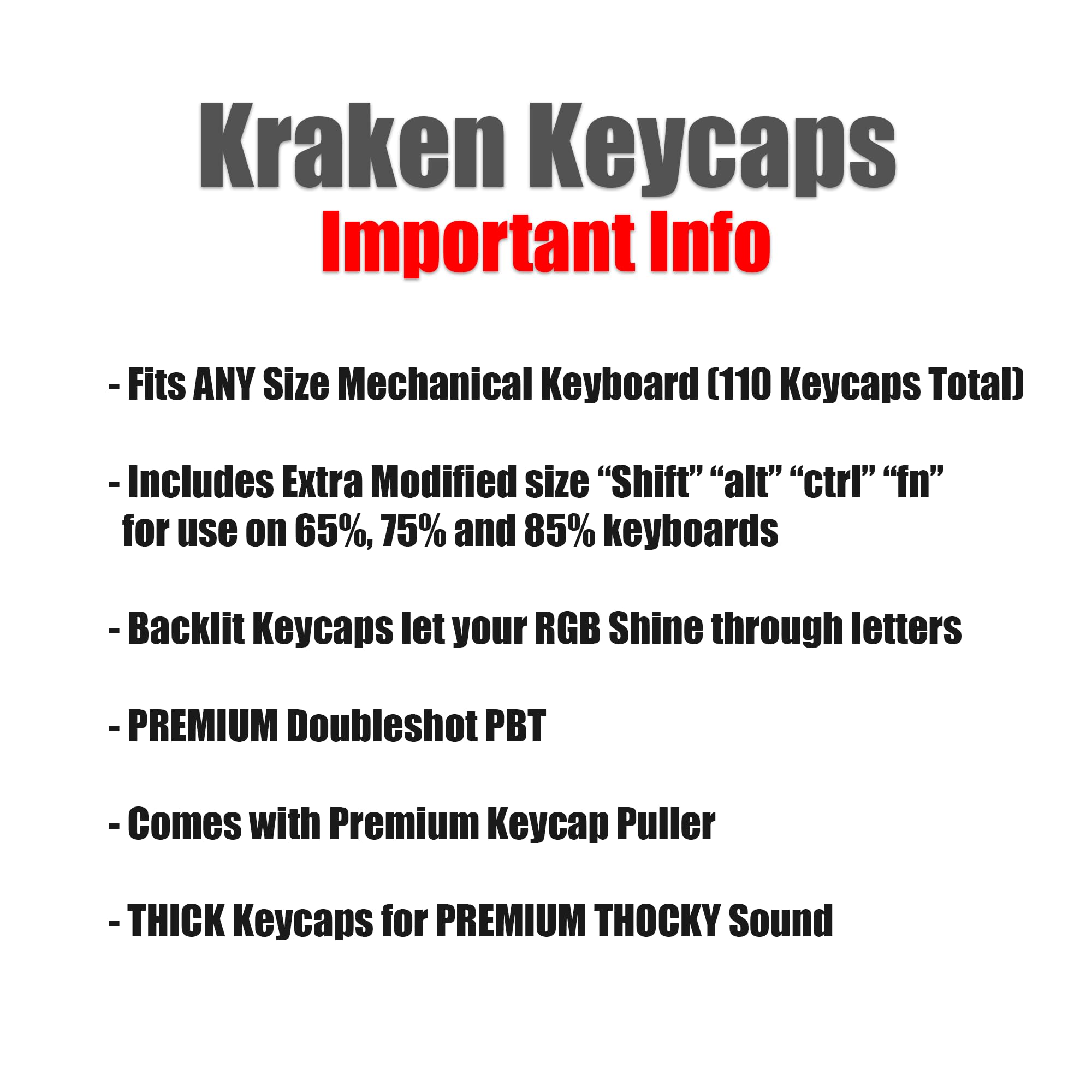 Mua Kraken Keycaps - BRED Edition RGB Backlit Keycap Set - Black & Red ...