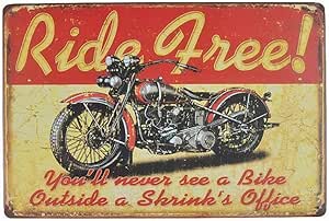 Amazon.com: Retro Tin Sign Ride Free Motorcycle Pub Bar Restaurant Home ...