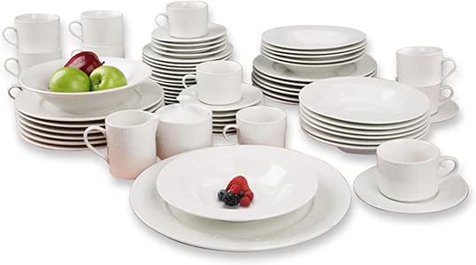 Amazon.com | Casa Moda Portico 65-Piece Dinnerware Set, Service for 12 ...