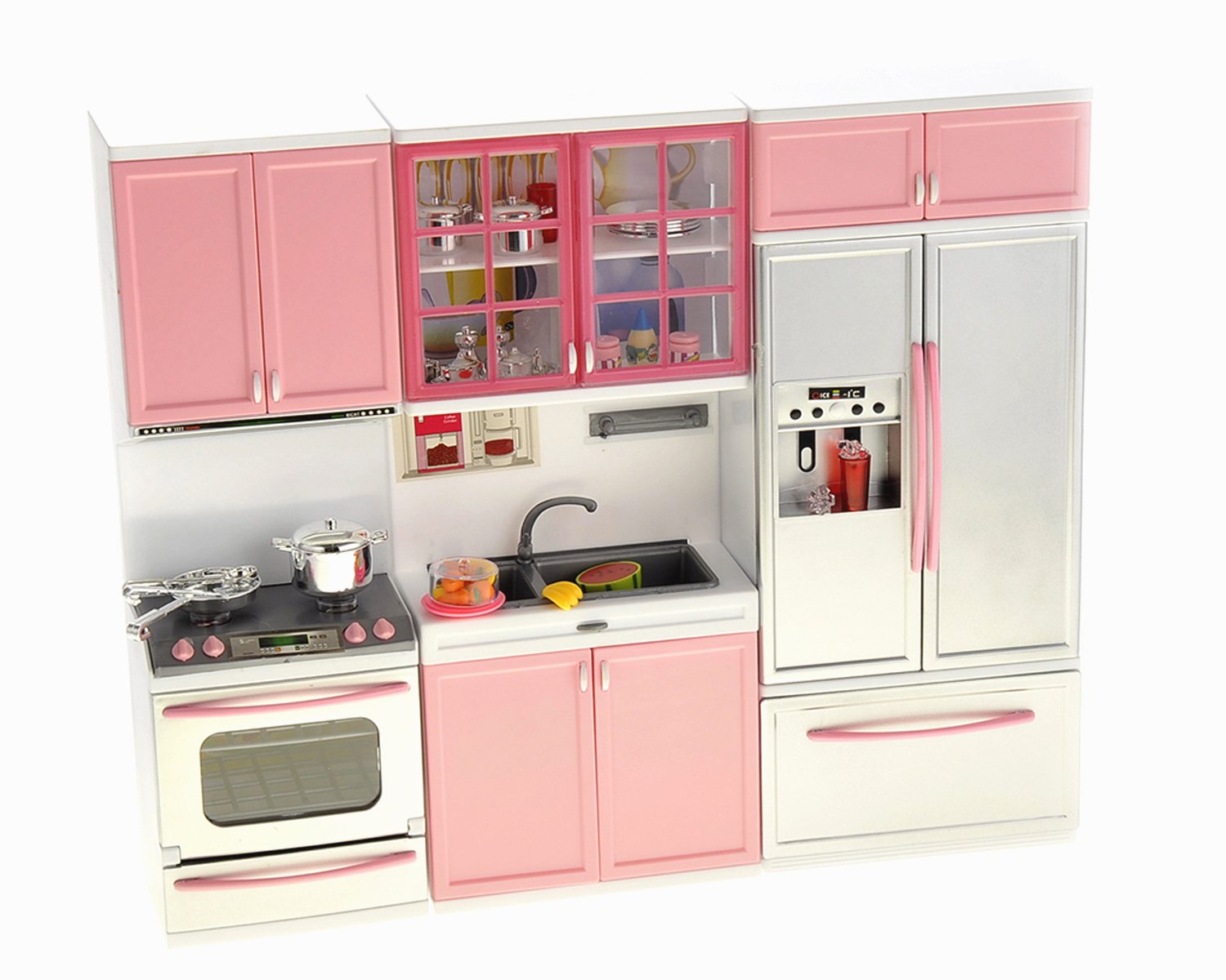 Mua Doll Kitchen Play Set, Mini Modern Toy Pink Kitchen Pretend Play ...