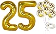 Amazon.com: 25 Balloon Numbers Gold and Balloons - Pack of 7, for 25 ...
