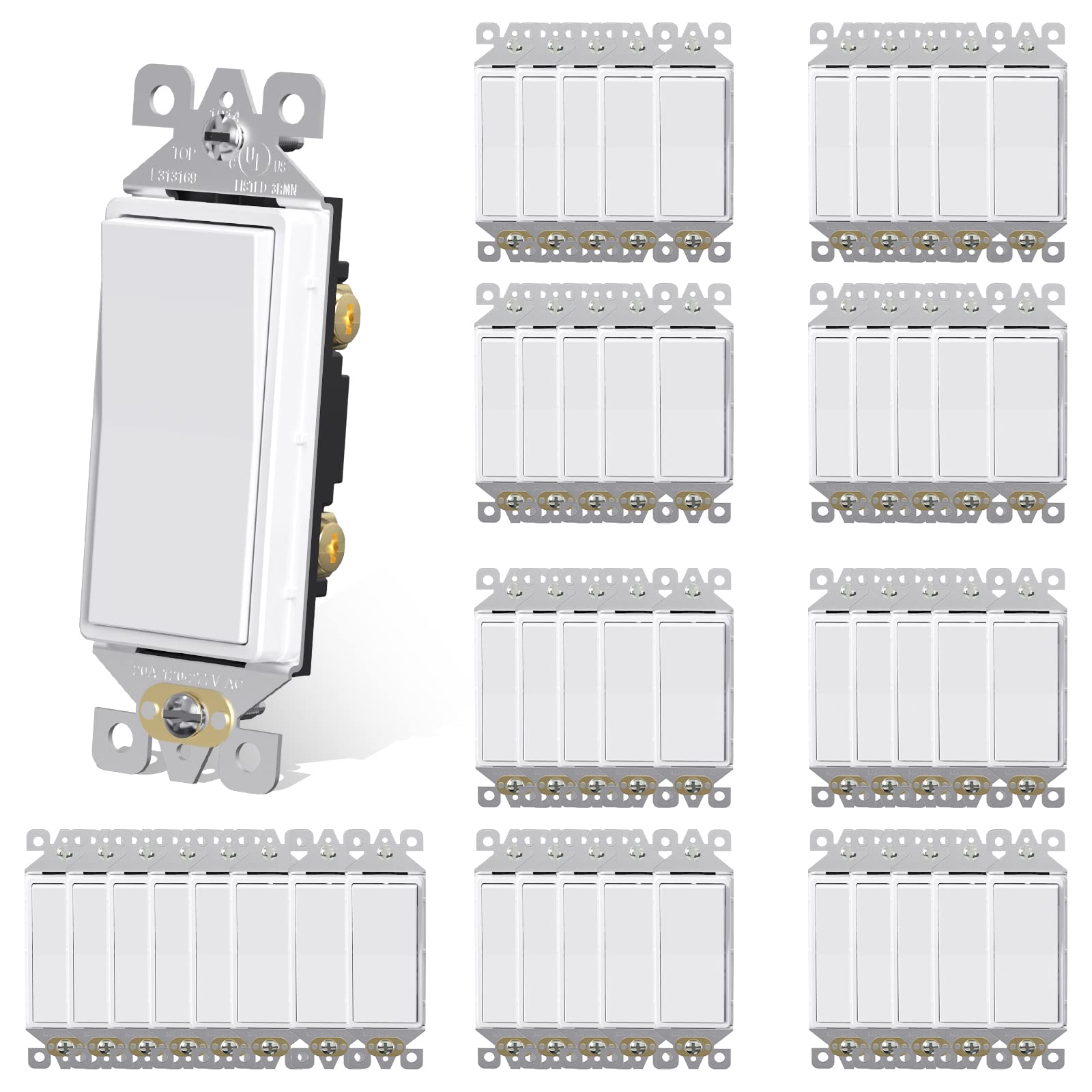 Mua AIDA Single Pole Rocker Decora Light Switch, 15 Amp Self-grounding ...