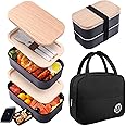 Amazon.com: Bento Box with Lunch Bag Microwavable All-in-One Meal Prep Compartment Lunch ...
