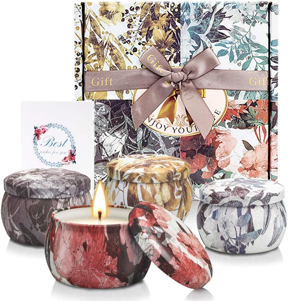YMing Scented Candles Gift Set, Soy Wax 4.4 Oz Portable Travel Tin ...